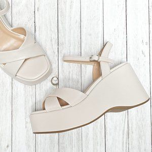 Shoes | New Bone Beige Cross Platform Wedge Sandals | Poshmark
